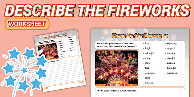 KS1 Describe the Fireworks Worksheet - Twinkl