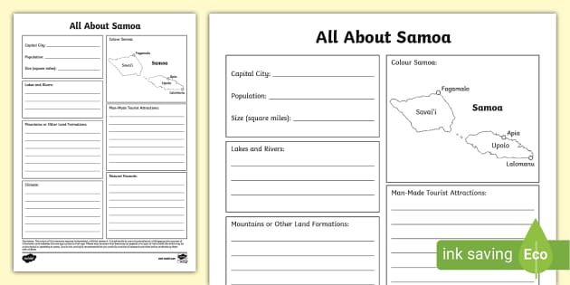 All About Samoa Fact File Template (teacher made) - Twinkl