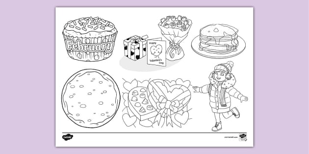 February Doodle Colouring Page (professor feito) - Twinkl