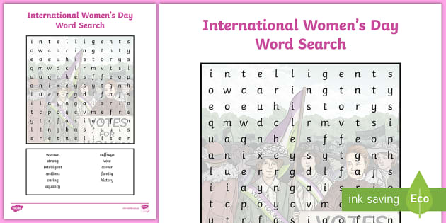 * NEW * International Women's Day Word Search