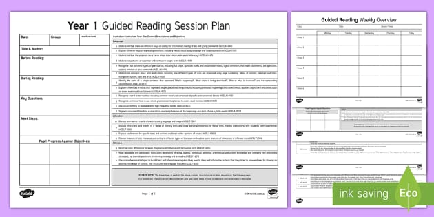 Year 1 Reading Story Lesson Plan - Guided Reading Planning