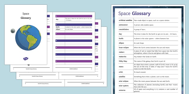 Space Glossary (teacher made) - Twinkl