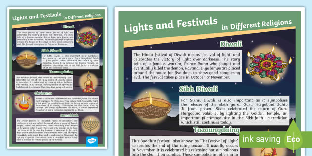 Lights and Festivals in Different Religions - Twinkl
