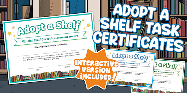 Adopt a Shelf Certificates (Teacher-Made) - Twinkl