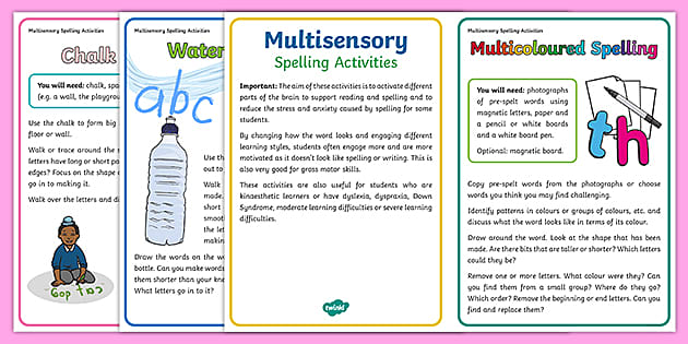 Multi Sensory Spelling Activity Cards-multi-sensory, spelling activities,