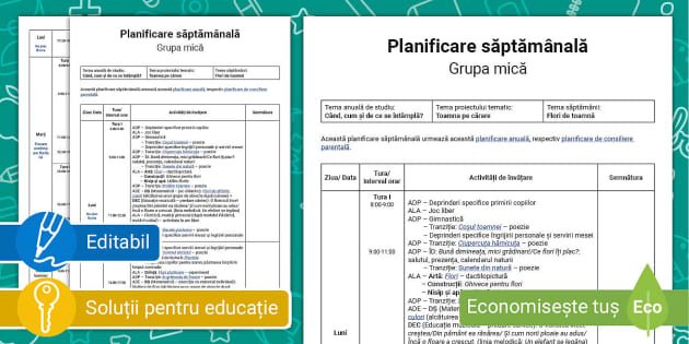 FREE! - Flori de toamnă –Model de planificare săptămânală grupa mică