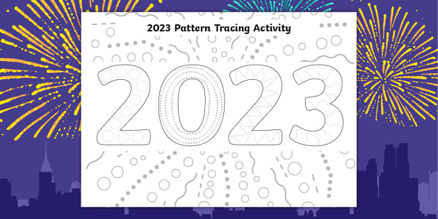 New Year 2023 Pattern Tracing Activity (Teacher-Made)