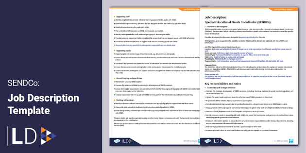 Leaders - SENDCo: Job Description Template - Twinkl