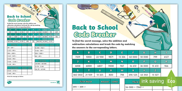👉 Year 6 Back to School Maths Code Breaker (teacher made)