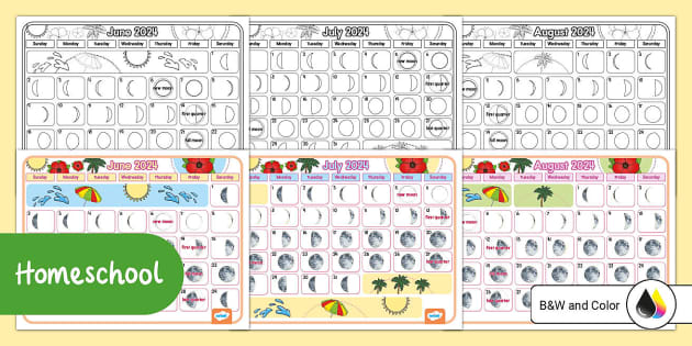2023 Summer Moon Phases Calendars (teacher made) - Twinkl