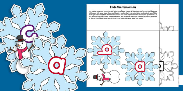Hide the Snowman Lowercase Letter Recognition Activity