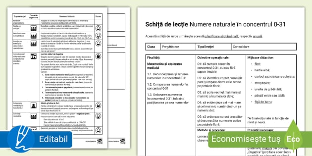 Consolidare numerele naturale 0-31 Schiță clasa pregătitoare