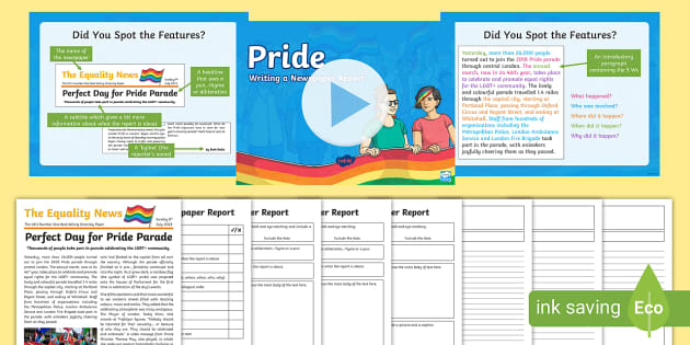 Pride Newspaper Report Writing Differentiated Activity Pack