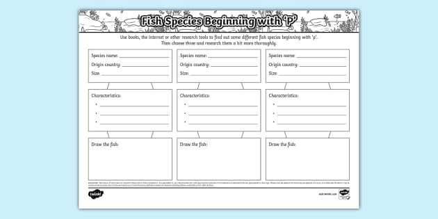 Fish Names That Start with 'P' Research Activity - Twinkl