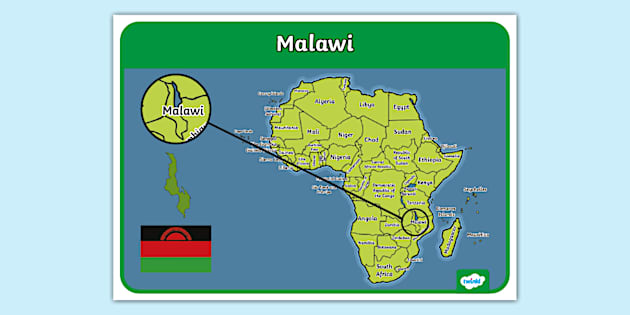 Map of Malawi in Africa Display Poster (teacher made)