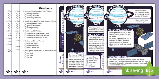 World Space Week Reading Comprehension Activity - Twinkl