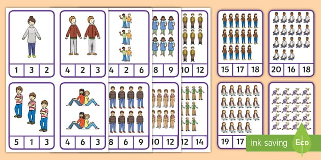My Family Peg Counting 1-20 Number Cards (teacher made)