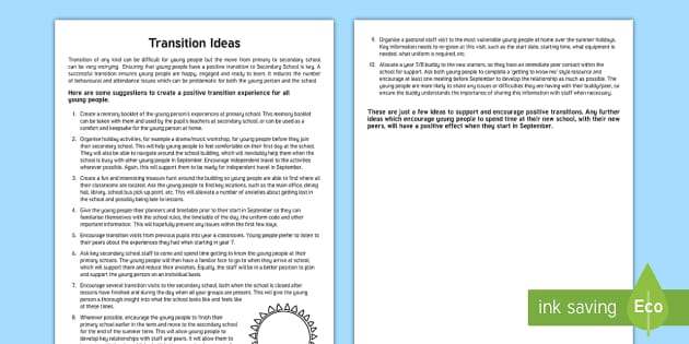Transition Ideas Guide (teacher made)