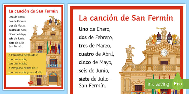 San Fermín Festivities Traditional Song Lyrics Spanish