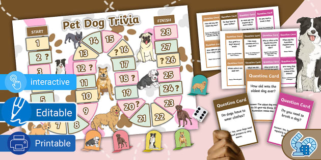 Dogs Trivia Board Game - National Pet Month - Month of Pets