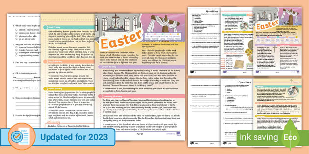 UKS2 Easter Differentiated Reading Comprehension Activity