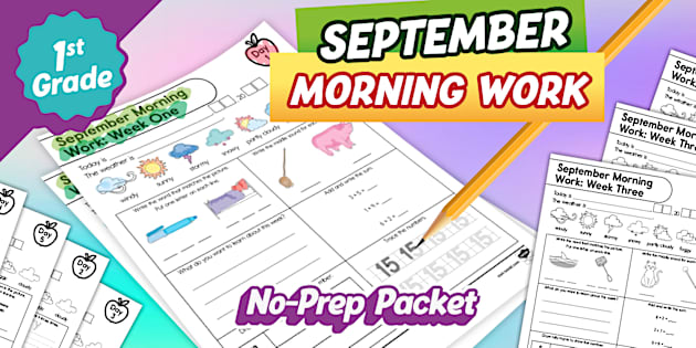 First Grade September Morning Work Bundle (Teacher-Made)