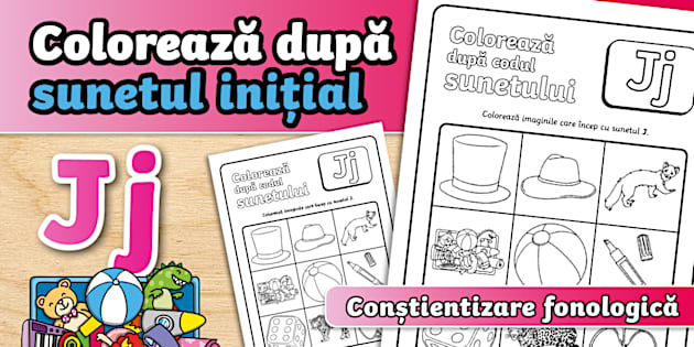 Colorează imaginile care încep cu sunetul J – Fișă de lucru