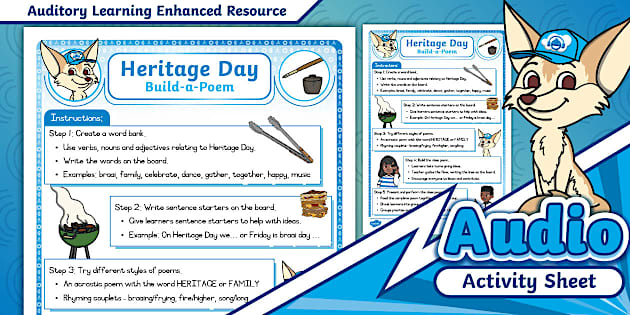 Foundation Phase English Heritage Day - Build-a-Poem - Activity Sheet ...