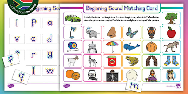 Preschool: Literacy- Beginning Sound Matching Card - Twinkl