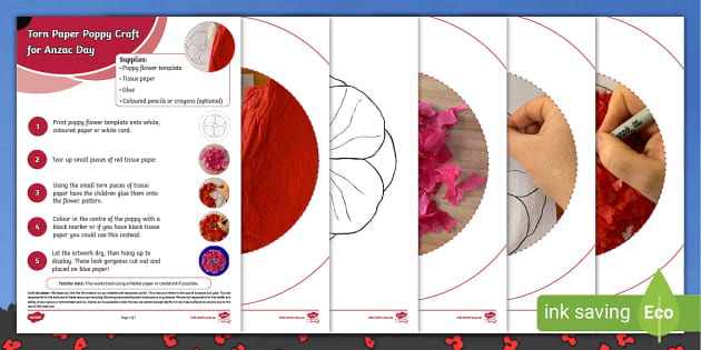 Torn Paper Poppy Craft for Anzac Day Ι EYLF Anzac Day Craft