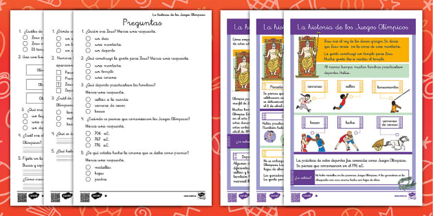 Comprensión lectora por niveles: La historia de los Juegos Olímpicos