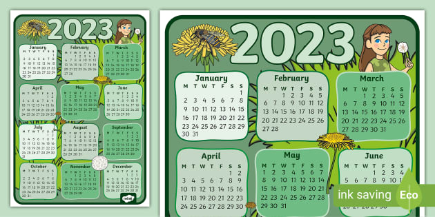 FREE! - Dandelion Themed 2023 Wall Calendar (teacher made)