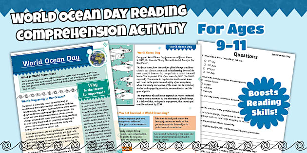 World Ocean Day Reading Comprehension Activity For Ages 9-11