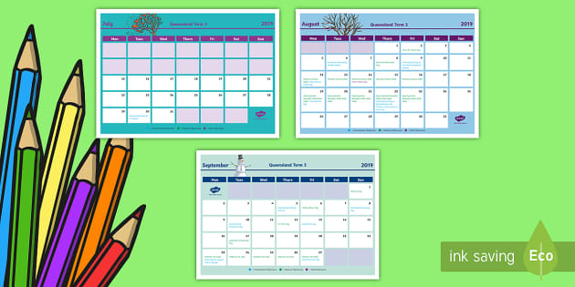 Queensland Term 3 2019 Calendar (teacher made)