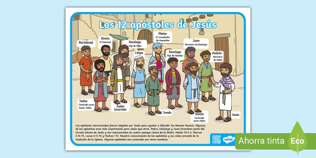 Póster: Los 12 apóstoles de Jesús (Hecho por educadores)