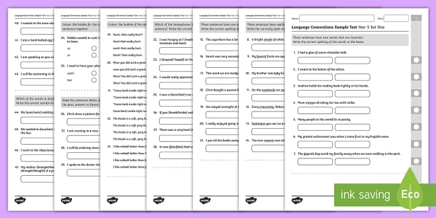 NAPLAN Style Language Conventions Year 5 Set One Exam Questions Pack