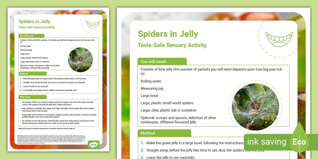 Spiders in Jelly Taste-Safe Sensory Activity | Twinkl