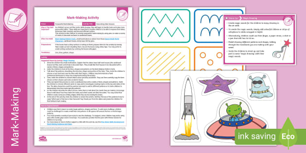 Fine Motor Skills Mark-Making Activity Decorate Alien Houses