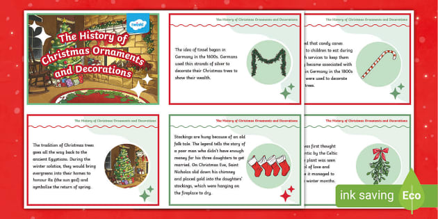 KS2 The History of Christmas Ornaments and Decorations Fact Cards
