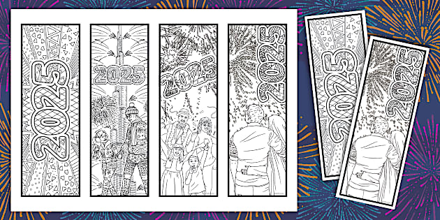 Marque-page à colorier : Le nouvel an (professor feito)