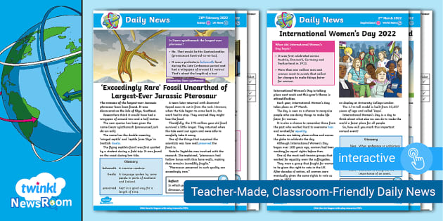 NewsRoom: LKS2 Reading Comprehension March Weekly News Pack