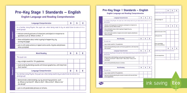 Pre Key Stage Standards KS1 English Reading Assessment Overview