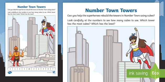 Interlocking Cubes Number Town Towers Worksheets