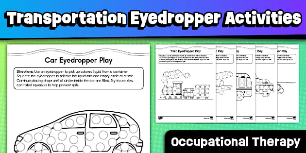 Transportation Eyedropper Activities for Fine Motor Skills | Occupational