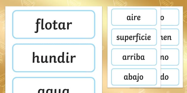 Tarjetas: palabras sobre flotar y hundirse (professor feito) Tarjetas: palabras sobre flotar y hundirse (professor feito)