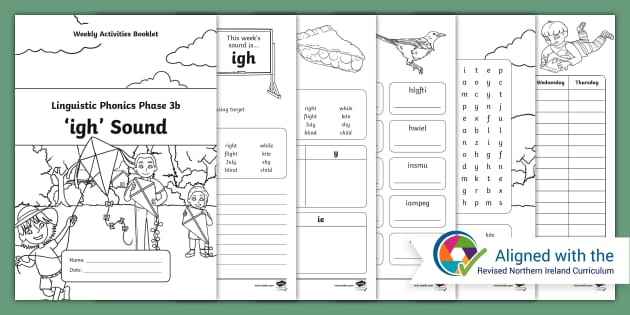 Northern Ireland Linguistic Phonics Phase 3b 'igh' Sound Weekly Activities