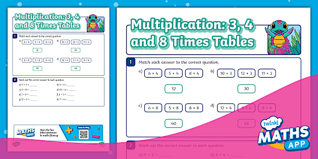 👉 Y3 Multiplication 3s, 4s and 8s Skill Safari Activity Sheet