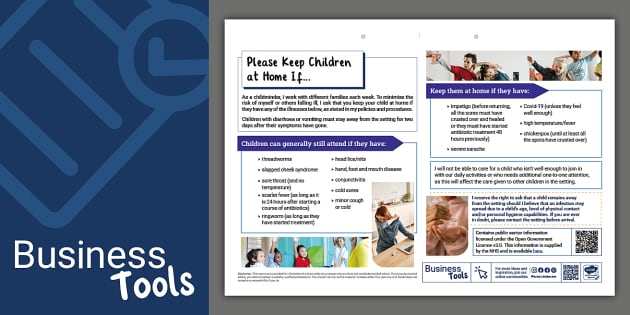 Childminder Keep Me at Home If… Poster (teacher made)