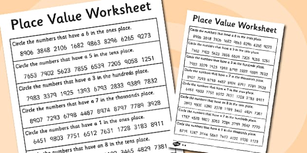 Place Value Worksheet 4 Digits