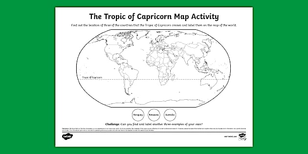 Three Countries the Tropic of Capricorn Crosses Map Activity